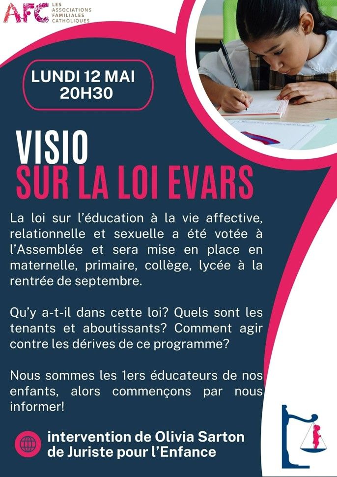 Les AFC organisent une visio-conférence sur la loi Evars, le 12 mai 2025 - Udaf 95 Val d'Oise
